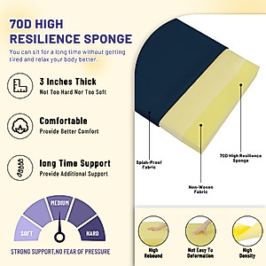 Sutteles Double Piping Bench Cushion,Resistant Bench Cushions for Outdoor Furniture,with Non-Slip Ties and Removable Cover,for Patio/Piano Bench Cushion (45x18x3, Nav Blue)