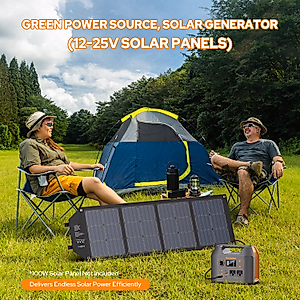 Portable Power Station EnginStar 300W Solar Generator 110V 296Wh Power Bank Two Pure Sine Wave AC Outlet 80000mAh Lithium Battery Pack for Camping Outdoors Trip RV Hunting Vans Emergency Backup