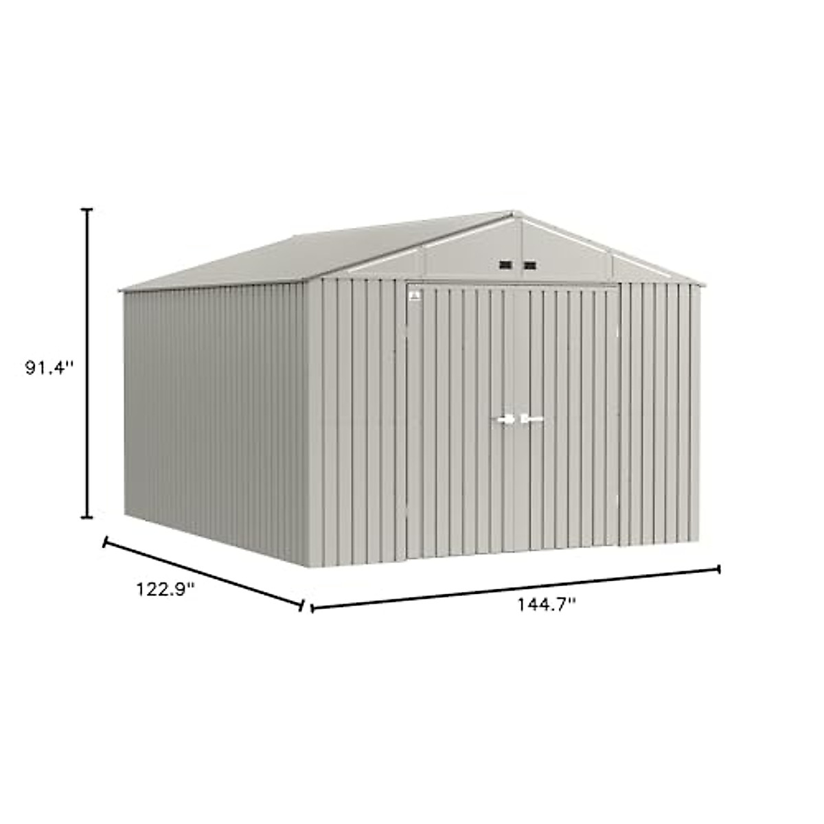 Arrow Shed Elite 10' x 12' Outdoor Lockable Gable Roof Steel Storage Shed Building, Cool Grey