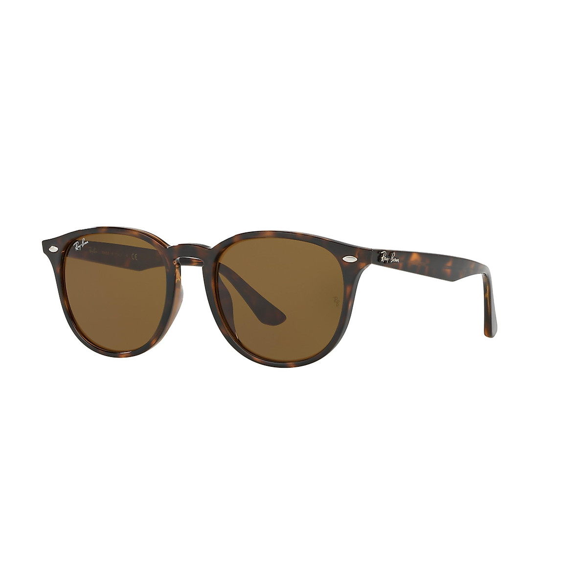 Ray-Ban RB4259F Low Bridge Fit Round Sunglasses, Light Havana/Dark Brown, 53 mm