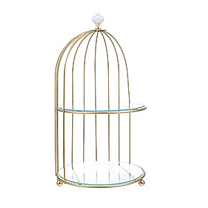 DOITOOL Gold Bird Cage Cake Stand 2 Tier Serving Tray, 2 Tier Cupcake Stand for Dessert Table Display, Tiered Serving Tray for Party Wedding Baby Shower for Cupcakes Fruits Dessert Snacks ( 2 Tier )