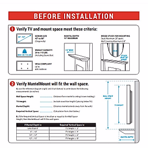 MantelMount MM700 Premier Fireplace TV Mount Pull Down Bracket for 50"-90" & 25-115 lb Televisions Above Mantel