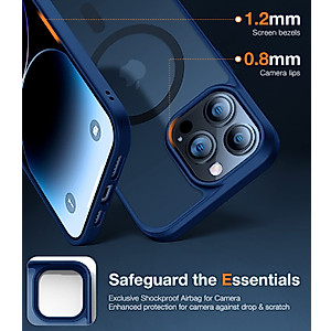 TORRAS Magnetic Designed for iPhone 13 Pro Max Case, [Military Grade Drop Tested] [Compatible with MagSafe] Shockproof Translucent Hard Back Soft Slim Protective Case for iPhone 13 Pro Max, Blue