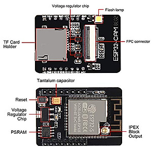 DORHEA ESP32 Cam WiFi Bluetooth Development Board with OV2640 Camera Module + Micro USB to Serial Port CH340C 4.75V-5.25V Nodemcu for Raspberry Pi - 3 Set