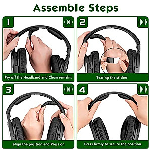 Geekria Protein Leather Headband Pad Compatible with Sennheiser RS160, RS170, RS220, RS185 Headphone Replacement Headband/Headband Cushion/Replacement Pad Repair Parts (Black)