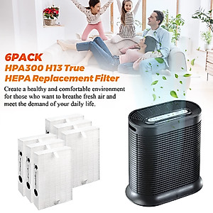 Blutoget HPA300 HEPA Filter Replacement - Compatible For Honey-well Air Puri-fier HPA300 HPA200 HPA090 Series-Replaces HRF-R3 HRF-R2 HRF-R1(Pack of 6 x Hepa Filters)