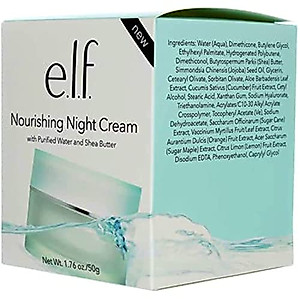 e.l.f. Nourishing Night Cream, Ultra-Hydrating Face Moisturizer, Infused with Shea Butter & Jojoba Oil, Soothes & Softens Skin, 1.76 Oz