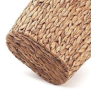 Bathroom Trash Can, Handwoven Wicker Trash Can with Handles for Bedroom, Living Roon, Kitchen, Bathroom and Office, Water Hyacinth Wicker Waste Basket, 1 Pack, 13"L x 7.5"W x 12.2"H, 3.2 Gallon