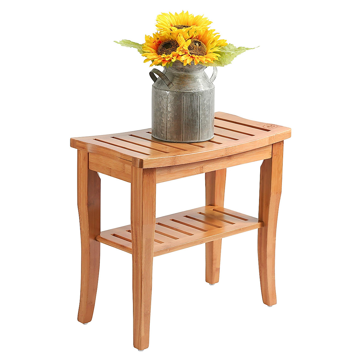 Bamboo Shower Bench - Small Shower Stool with Storage Shelf, Non-Slip Shower Seat, Bathroom Bench, Spa Decor Wooden Shower Bench, Foot Rest Shaving Stool for Shower, Suitable for Indoor/Outdoor Use