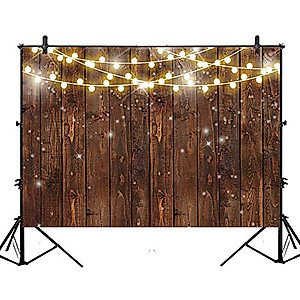 Mocsicka Rustic Wood Photography Backdrop Glitter Lights Vintage Wooden Backdrops 7x5ft Rustic Wedding Birthday I do BBQ Baby Shower Bridal Shower Background Party Studio Props