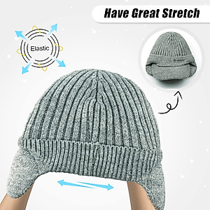 BAVST Hat for Men Knitted Beanie Women Winter Hats Men’s Stretchy Caps Outdoor Beanies Fleece Lined Ear Warmer (Light Grey)