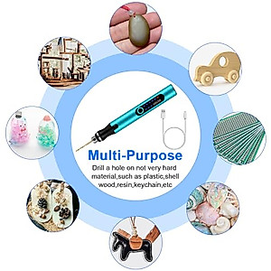 Uolor 3-Speed Cordless Mini Drill Pen, Rechargeable DIY Electric Hand Drill with 10 Small Drill Bits, Micro Drill Set for Jewelry Making Wood Stone Plastic Resin Keychains