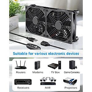 GDSTIME Dual 120mm 5V USB Fans, 102CFM Big Airflow Fan Cooling for Router TV Box Micro Computer and Other Electronics