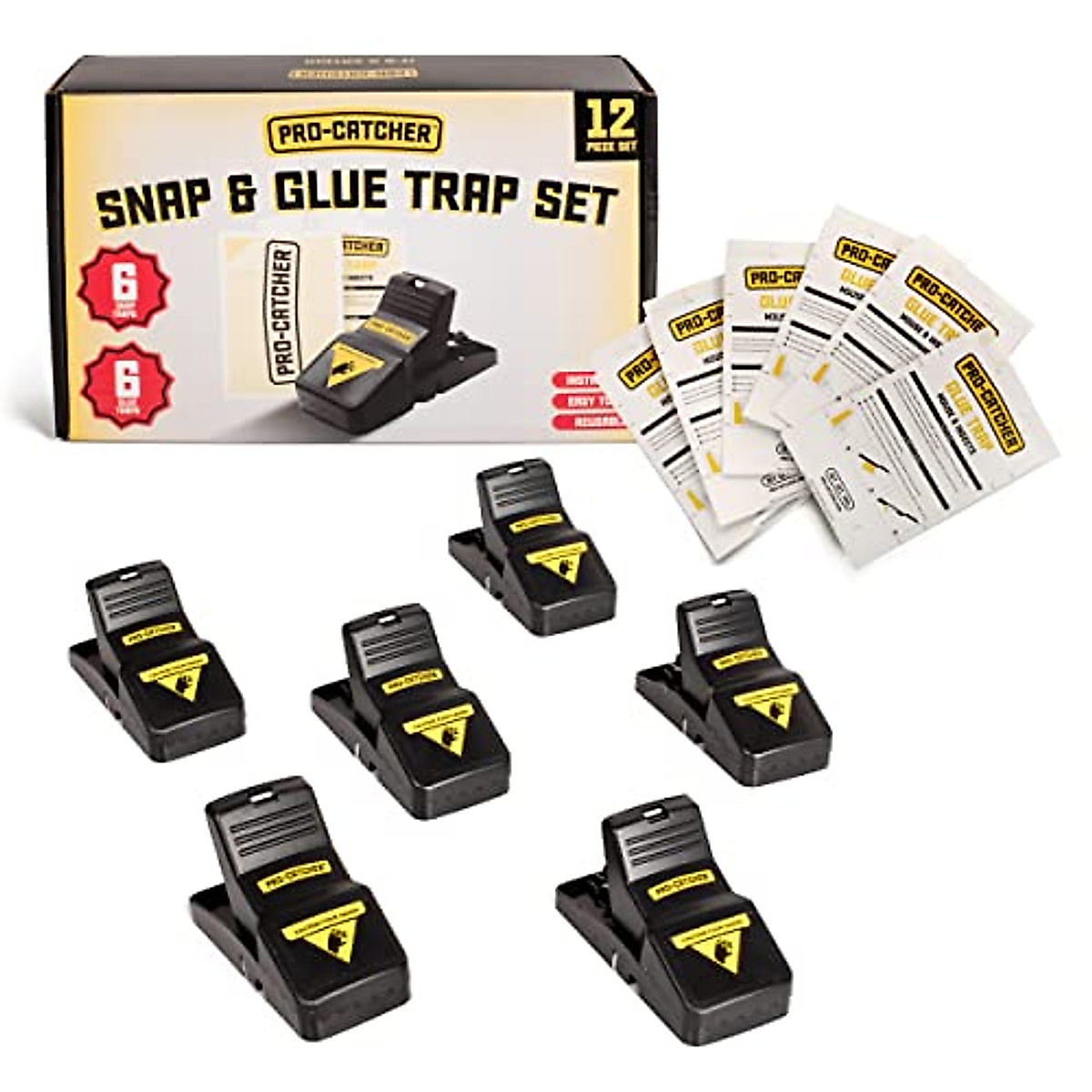 Mouse Trap Set Mouse Traps Indoor for Home, Mouse, Home, Glue Traps for Mice and Rats, Mouse Traps for House, Traps for Indoor Garden, 6 Snap Mouse Traps 6 Glue Traps - 12 Pack