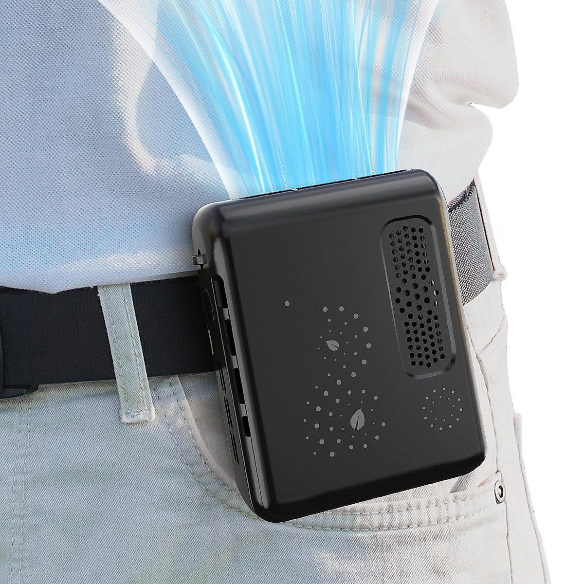 Waist Fan, 3 Speeds Body Fan with 13H Working Time, Rechargeable Under Shirt Fan, 5000RPM Strong Airflow, Wearable Belt Fan Clip on Waist Portable Cooling Fan for Jobsite Farm Gardening Outdoors