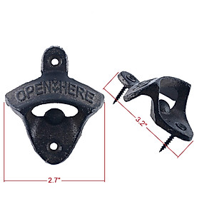 Homend 20Pack Cast Iron Wall Mount Bottle Openers, Mounting Hardware Included, Vintage Rustic Bar(Wood Block is not Included)