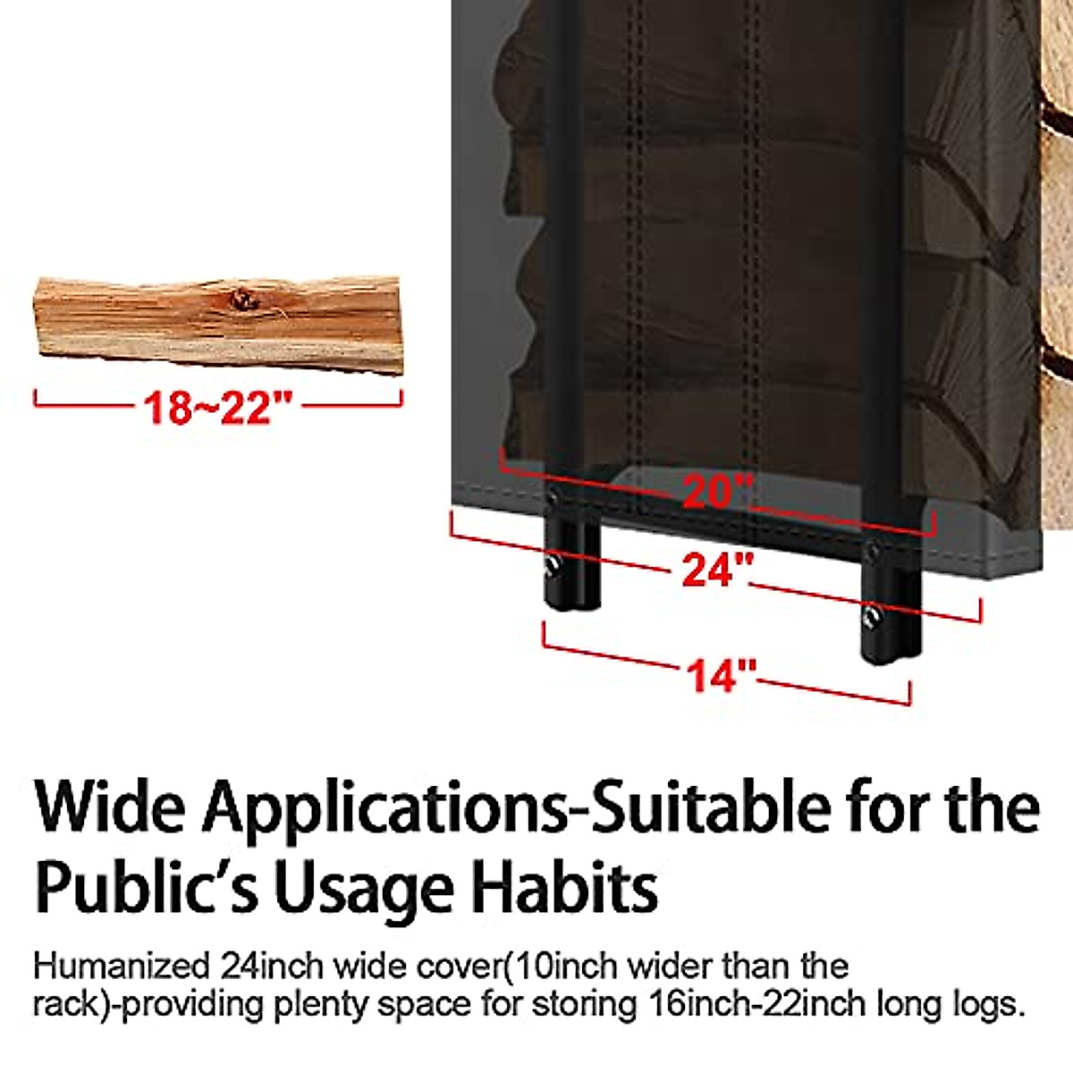 Amagabeli Firewood Rack with Cover Outdoor Black 8ft Bundle Amagabeli Fireplace Log Grate 24 inchBlack24in