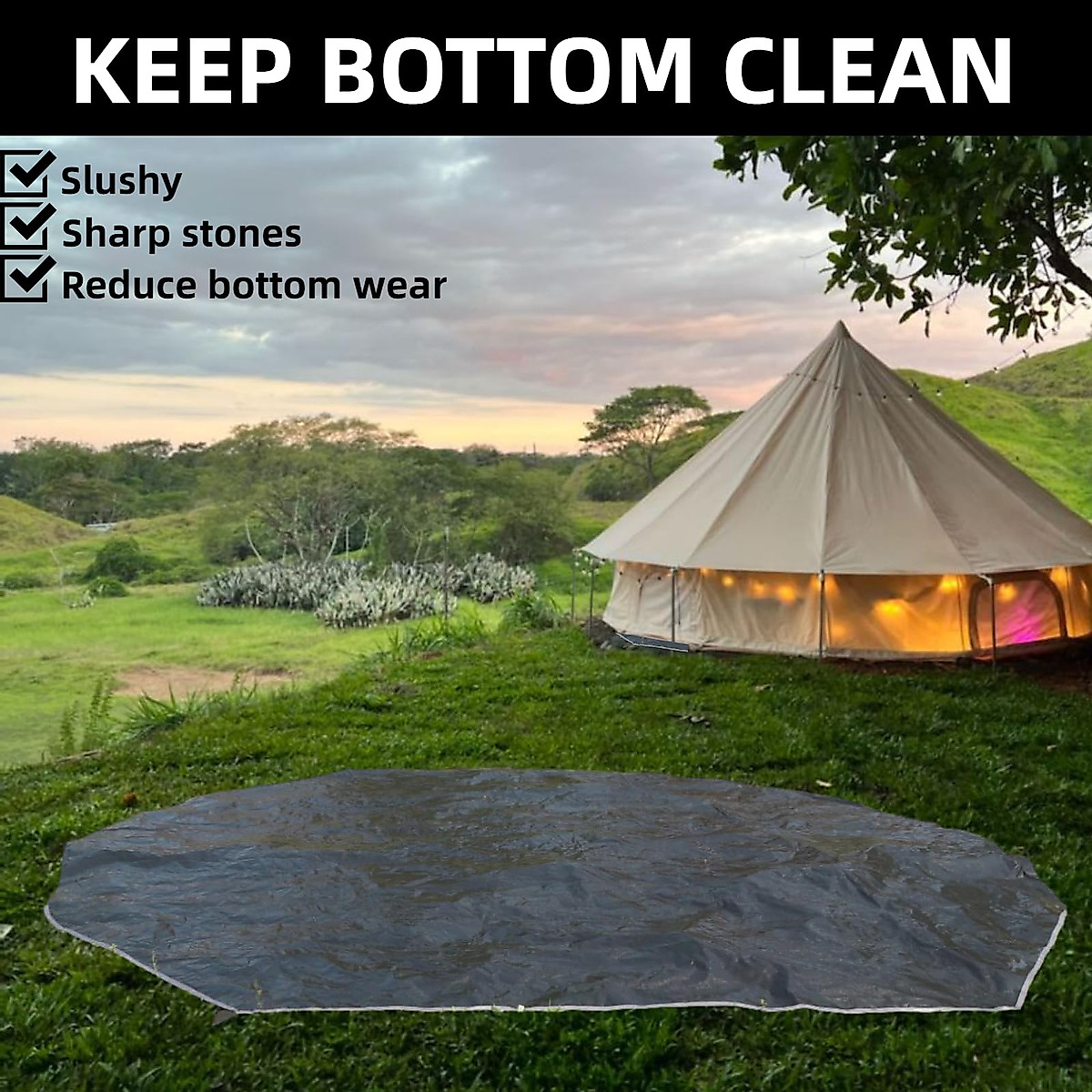 DANCHEL OUTDOOR 4 Season Glamping Yurt Tent with 2 Stove Jacks for 4 Person Camping, Waterproof Rain Fly&Footprint for All Year Living(4M/13ft)