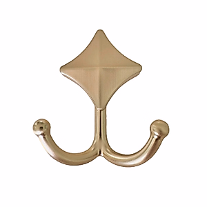 BRIGHTCOR, Classic Brass Wall Double Hooks, Coat Hooks for Wall, DIY, Wall Mounted Towel Hooks for Bathrooms, Clothing Hooks for Bedroom. (Brass Gold, 2 Pack)