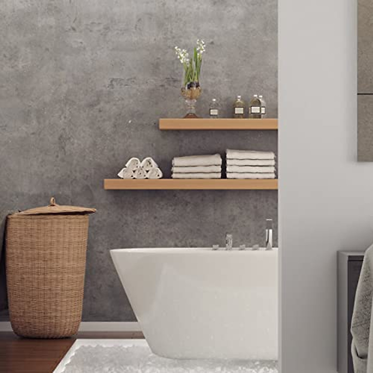 AMTUOFO Floating Shelves Wall Mounted Set of 2, Pine Rustic Wood Wall Shelf, Hanging Shelf for Bathroom, Kitchen, Office, Bedroom, Shop Displaying (L: 23.6"x7.8"x1.2")