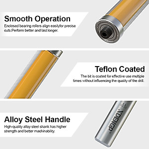 XDENGP 4 PCS Top and Bottom Bearing Flush Trim Router Bits Set 1/2 Inch Shank, 3/4 Inch Cutting Diameter