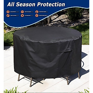 Round Patio Furniture Covers, 51" Dia Outdoor Furniture Covers, Waterproof Outdoor Table Cover, Fire Pit Cover Outdoor Round Table Dining Set Cover Anti-Fading Cover for Outdoor Furniture Set