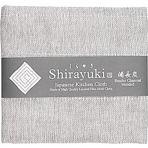 Shirayuki Japanese Kitchen Cloth Bincho Charcoal Blended. Made of Layered Fine Mesh Cloth. Dish Wipe, Table Wipe, Hand Wipe. Made in Japan. Bincotan Charcoal.