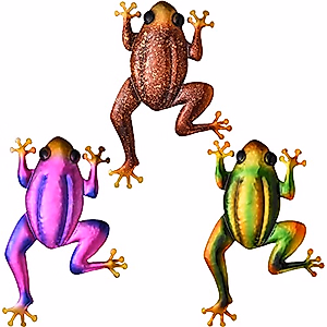 3 Pieces Metal Frog Wall Decor Outdoor Garden Frog Ornaments Iron Frog Sculpture Wall Art Metal Climbing Frog Wall Decoration Indoor Home Wall Hanging Decorations for Wall Decor (Classic Style)