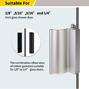 3" Shower Door Handle with Metal Strike and 3" Magnet fits 1/8", 5/32", 3/16" and 1/4" Thick Swing Glass Shower Doors,Shower Door Magnetic Strip Replacement.