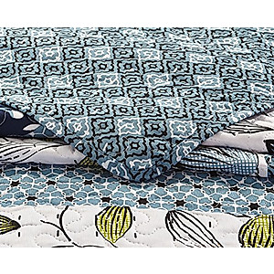 SLPR Pacific Coast Quilted Throw Blanket - 50" x 60" | Blue and White Lap Quilt for Couch and Bed