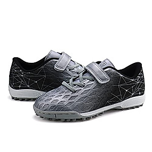 brooman Kids Indoor Soccer Shoes Boys Girls Soccer Cleats Athletic Turf Shoes (1,Silver)