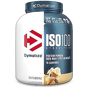 Dymatize ISO 100 Protein Powder with 25g of Hydrolyzed 100% Whey Isolate, Vanilla 5 Pound, Package may vary