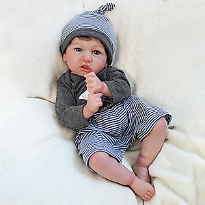 ZIQUE 20 Inch Lifelike Reborn Baby Doll, Realistic Baby Doll Weighted Newborn with Soft Cloth Body, Poseable Full Vinyl Limbs, Real Life Baby Boy Complete Gift Set for Children and Collectors