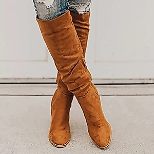 Boots Squared Women's Thigh Up Ladies For Womens Shoes Zip Cowboy Toe Boots women's boots Knee High Cowboy Boots Women