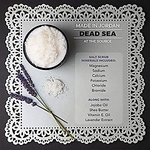 Dead Sea Salt Scrub, Handmade Exfoliating Salt Scrub for Women & Men with Vitamin E, Shea Butter, Jojoba, Lavender Oil, Ultra Moisturizing Body Scrub for Gentle Skin Exfoliation, 2Pc