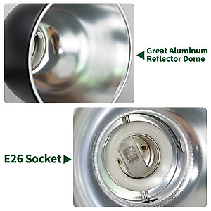 LUCKY HERP Aluminum 5.5inch Deep Dome Reptile Light Fixture, Reptile Heat Lamp Fixture for UVB Bulb Basking Heat Bulb