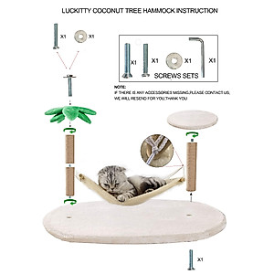 LUCKITTY Small Cat Scratching Posts Kitty Coconut Palm Tree-Cat Scratch Post for Cats and Kittens - Natural Jute Sisal Scratch Pole Cat Scratcher (Post &Hammock)
