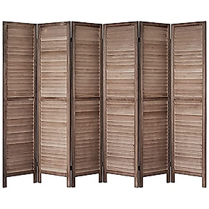 RHF 6 Panel 5.6 Ft Tall Wood Room Divider, Folding Room Divider Screens, Panel Screen Room Dividers, Folding Privacy Screens,Partition & Wall Divider,Space Seperater,Freestanding (6 Panel, Brown)