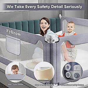 Fylirow Bed Rails for Toddlers, Upgraded Infants Safety Bed Guardrail Designed for Twin, Full, Queen, King Size