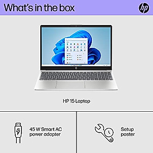 HP 15.6 inch Laptop PC, Processor: 13th Generation Intel® Core™ i7, Graphics: Intel® Iris® Xe Graphicsc, 16 GB DDR4-3200 MHz RAM, 512GB SSD (Silver, 15-fd0099nr)