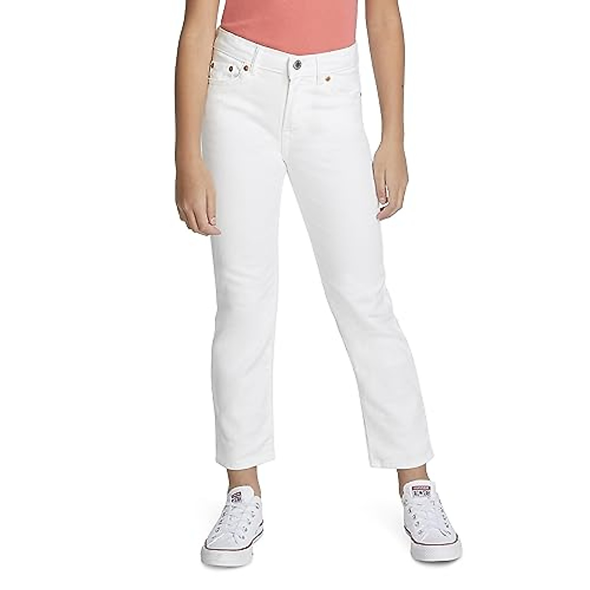 Levi's Girls High Rise Straight Fit Jeans, White, 14 US