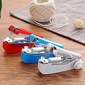 Handheld Sewing Machine, Hand Held Sewing Device Tool Mini Single Stitch Portable Cordless Sewing Machine, Essentials for Home Travel Use Repairing and Handicrafts (White)