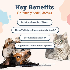 Paw Rangers 90Ct Calming Chews for cat and Dog Anxiety Relief-for All Pets, Cats, & Dog Vitamins and Supplements Made with Melatonin, Chamomile, Thiamine to Promote & Support a Calm Behavior for Pets