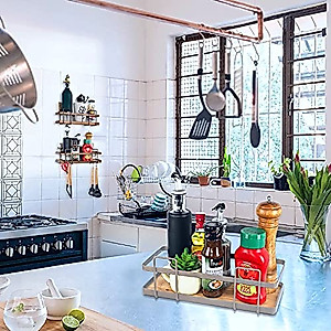 HOBYLIFE Self Adhesive Shower Shelves with Hooks, Wall Mounted Bamboo Shower Caddy, No Drilling Rustproof Bathroom Shower Organizer, 2 Pack- Silver