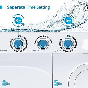 Mini Compact Washing Machine, Anpuce Portable Tub Laundry Washer 21lbs Washer(14.4Lbs) and Spinner(6.6Lbs), Cycle Combo Built-in Drain Pump/Semi-Automatic, for Camping, Apartments, Dorms, College Rooms, RV’s White&Blue