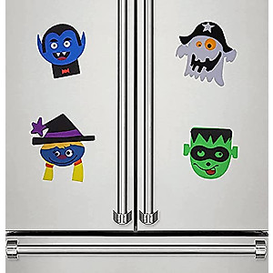 4E's Novelty Halloween Crafts for Kids (12 Pack) Bulk Foam Magnet Character Faces, Fall Crafts for Kids & Toddlers Ages 3-12