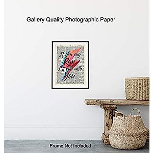 David Bowie Wall Art Decor Poster - 8x10 Cool Unique Gift for Women, Men, Ziggy Stardust, 80s Music, Punk Rock Fan - Dictionary Print, Home Decoration for Bedroom, Bathroom, Living Room