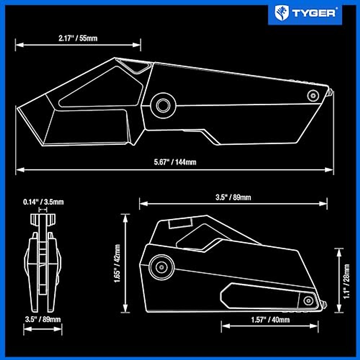 Tyger K7 EDC Folding Pocket Knife | Black Stone-washed 154CM Steel Blade | G-10 Handle | TG-KF9C2898