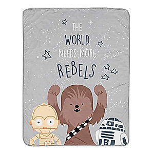Lambs & Ivy Star Wars Rebels R2D2/C-3PO/Chewbacca Soft Sherpa Baby Blanket