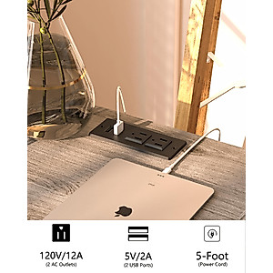 JOONEE Nightstand with Outlet,Modern Bedside Table with Storage Drawer and Open Wood Shelf, for Living Room, Bedroom and Small Spaces, Accent Night Stand with Solid Wood Legs, Easy Assembly,Grey Oak